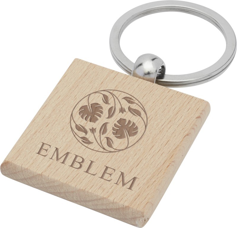 Breloc lemn patrat cu plic - Brelocuri de lemn gravate